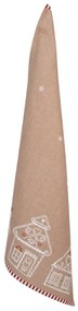 Hnědá bavlněná utěrka s motivem perníkových domečků Gingerbread Bliss II – 50x70 cm