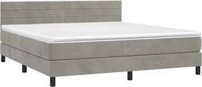 Box spring postel s matrací světle šedá 160x200 cm samet 3141371