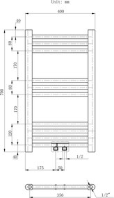 Gamma Erga Simple, topné těleso 700x400 mm, 234 W, černá, ERG-LAV-SIMP-7040-BK