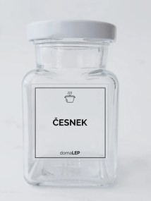 Samolepka na kořenky ČESNEK průhledná 5 × 5 cm tučné písmo