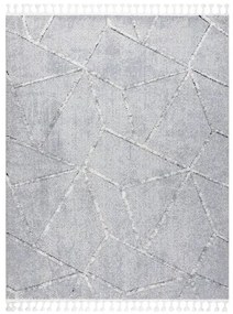 koberec SEVILLA Z791C mozaika šedá / bílá střapce, Berber, Maroko, velikost 180x270 cm | krásné koberce cz