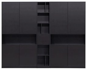 Černá modulární knihovna z borovicového dřeva 260x210 cm Finca – WOOOD