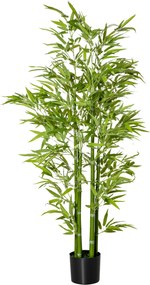 HOMCOM Velká Umělá Bambu 150 cm - Plastová Bambu Umělé Rostliny s Umělým Mechem v Květináči pro Obývací Pokoj, Ložnici a Zahradu