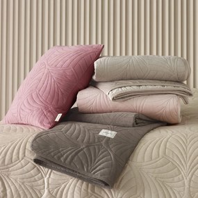 Růžový velurový přehoz na postel <x>Feel 240 x 260 cm