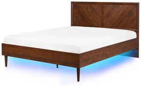 Manželská postel 140 cm MILLET (s roštem a LED osvětlením) (tmavé dřevo). 1007371