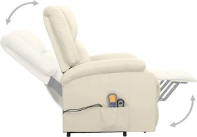 Zvedací masážní křeslo krémové textil 329718