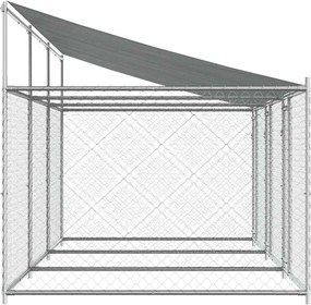 Klec pro psy se střechou a dvířky šedá 6x2x2 m pozinkovaná ocel 3209564