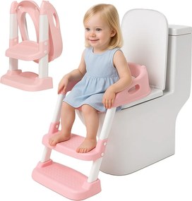 Dětské schůdky 03 s nástavcem na WC růžové