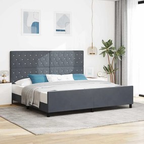 Postel s boxspringem s čelo Tmavě šedá 200 x 200 cm samet 3344898