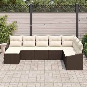 Set pohovek 8 ks Hnědá polyratan 3346838