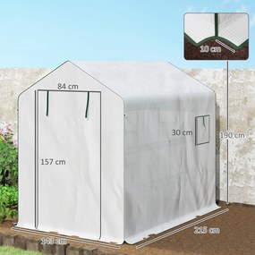 Zahradní skleník Outsunny s 3 policemi, venkovní skleník s UV-odolným zesíleným krytem 135gsm, ocelovým rámem, rolovacími zipovými dveřmi a síťovaným…