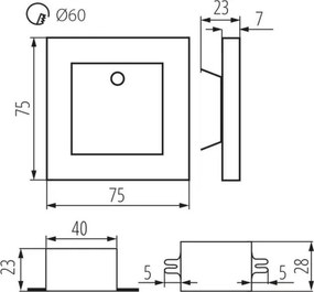 Orientační svítidlo 12V Kanlux APUS LED PIR B-NW 4000K neutrální bílá 29856