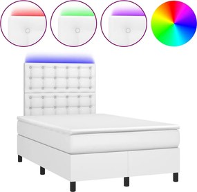 Box spring postel s matrací a LED bílá 120 x 190 cm umělá kůže 3270294