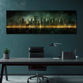 Obraz na plátně - Futuristické město - Hackerův Sen FeelHappy.cz Velikost obrazu: 120 x 40 cm