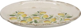 Béžový antik keramický podnos s citróny Limone Blossom - 25*18*2 cm