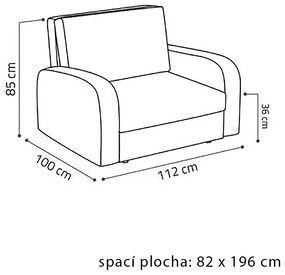 Pohovka VIVA I FRUGO | 112 cm | rozkládací + úložný prostor | otvor na láhev | VÝBĚR TKANIN