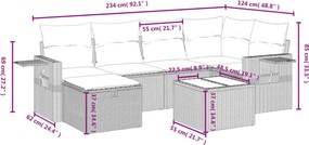 7dílná zahradní sedací souprava s poduškami béžová polyratan 3263804