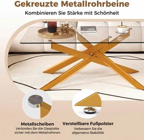 Costway Konferenční stolek z tvrzeného skla Obdélníkový – – 120 × 60 × 45,5 cm