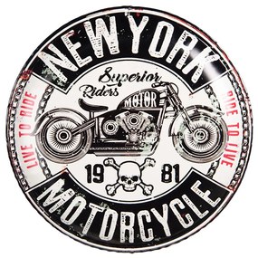 Nástěnná kovová cedule na zeď New York Motorcycle - Ø 35*2 cm