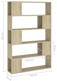 Knihovna / dělicí stěna Montello - dub sonoma | 100x24x155 cm