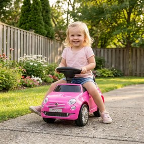 AIYAPLAY jezdítko pro děti 12-36 měsíců, Fiat licence s hudbou, klaksonem a úložným prostorem pod sedadlem z PP, růžové