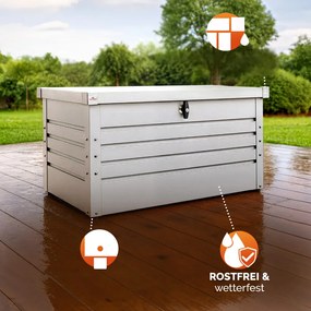 Kovový úložný box METALBOX, 385L, 120×62×63 cm, šedá Gardebruk