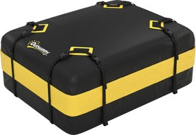 Outsunny Vodotěsný střešní box na auto 425L pro střechy vozidel s/bez střešního nosiče, kufrový box s 8 zesílenými popruhy, háčky dveří, žlutá