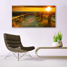 akrylový obraz Západ Slunce Architektura 120x60 cm
