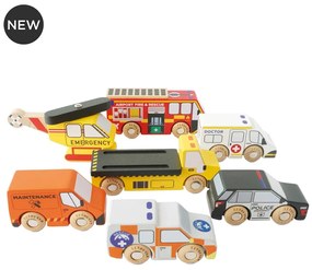 Le Toy Van Set záchranných autíček s vrtulníkem