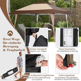 Costway 4 m x 4 m Patio Altán Canopy stan s koly, béžový