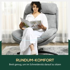 HOMCOM Křeslo otočné, lounge křeslo s vodoodpudivým žinylkovým vzhledem, čalouněné polohovací křeslo s integrovanou područkou, do obývacího pokoje| A…