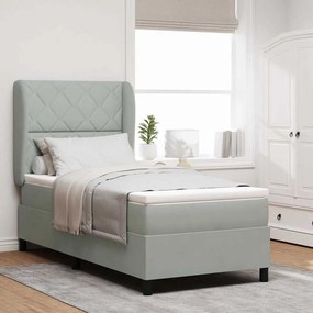 Postel s boxspringem s čelo Světle šedá 190 x 90 cm samet 3340958