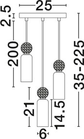 Matně černé kamenné závěsné svítidlo se skleněným stínidlem ø 25 cm Filomena – Nova Luce