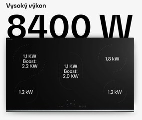Klarstein Verosteel sklokeramická varná deska, Minimalistická, výkonná, 5 varných zón, 8400 W, 90 cm