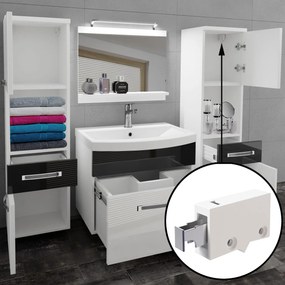 Koupelnový nábytek Belini Premium Full Version bílý lesk / královský eben + umyvadlo + zrcadlo + LED osvětlení Glamour 54