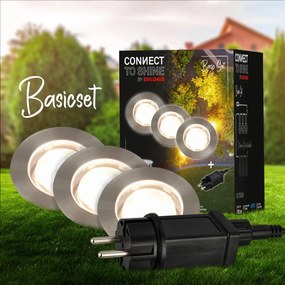 BRI 3914032 CONNECT TO SHINE startovací sada Padouk 3ks LED zapuštěných svítidel do země, IP67 - BRILONER