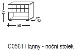 Gazel HANNY noční stolek Povrchová úprava: bílá