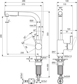 Ideal Standard Gusto - Dřezová baterie s vysokým otočným vytahovacím výtokem, Sunset Rose BD420J4