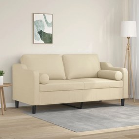 2místná pohovka s polštáři krémová 140 cm textil 3200847