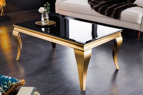 Skleněný konferenční stolek Barock Gold černá zlatá 100cm