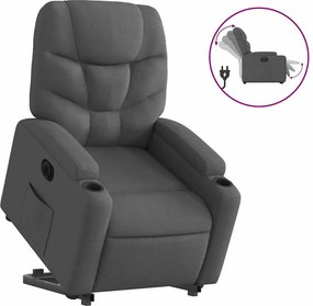 Elektrické zvedací polohovací křeslo tmavě šedé textil 3204621