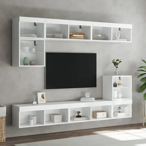 8dílná obývací stěna s LED osvětlením bílá kompozitní dřevo - Default Title