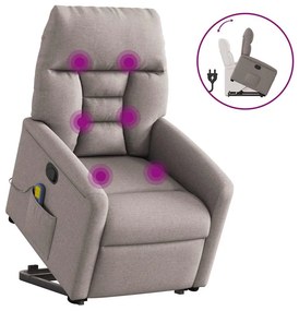 Zvedací masážní polohovací křeslo taupe textil 3303049