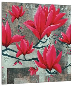 Obraz červených květů (30x30 cm)