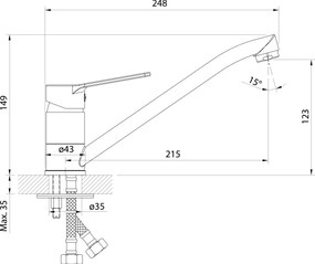 Aqualine Sintra dřezová baterie stojánková bez výpusti chrom SX070