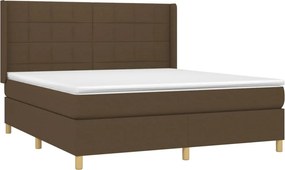 Box spring postel s matrací a LED tmavě hnědá 160x200 cm textil 3138888