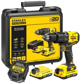 Stanley - 18V AKU vrtačka s příklepem, 2x aku 2,0 Ah Li-Ion, nabíječka SFMCD715D2K-QW