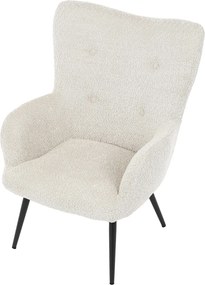 Relaxační křeslo ušák RUF - béžová bouclé látka