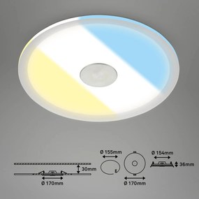 LED vestavné stropní svítidlo 784 IP44 CCT Spínač Ø 17cm