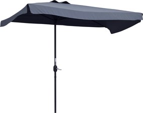 Outsunny Obdélníkový Slunečník 230x130x249 cm Sklopný Slunečník s UV Ochrannou pro Balkon, Terasu, Zahradu Tmavě Šedý | Aosom